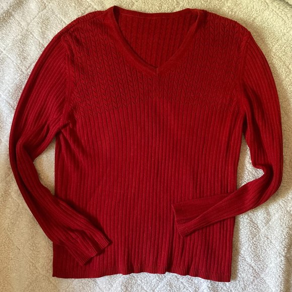 Vintage | Sweaters | Vintage Red Knit Sweater | Poshmark